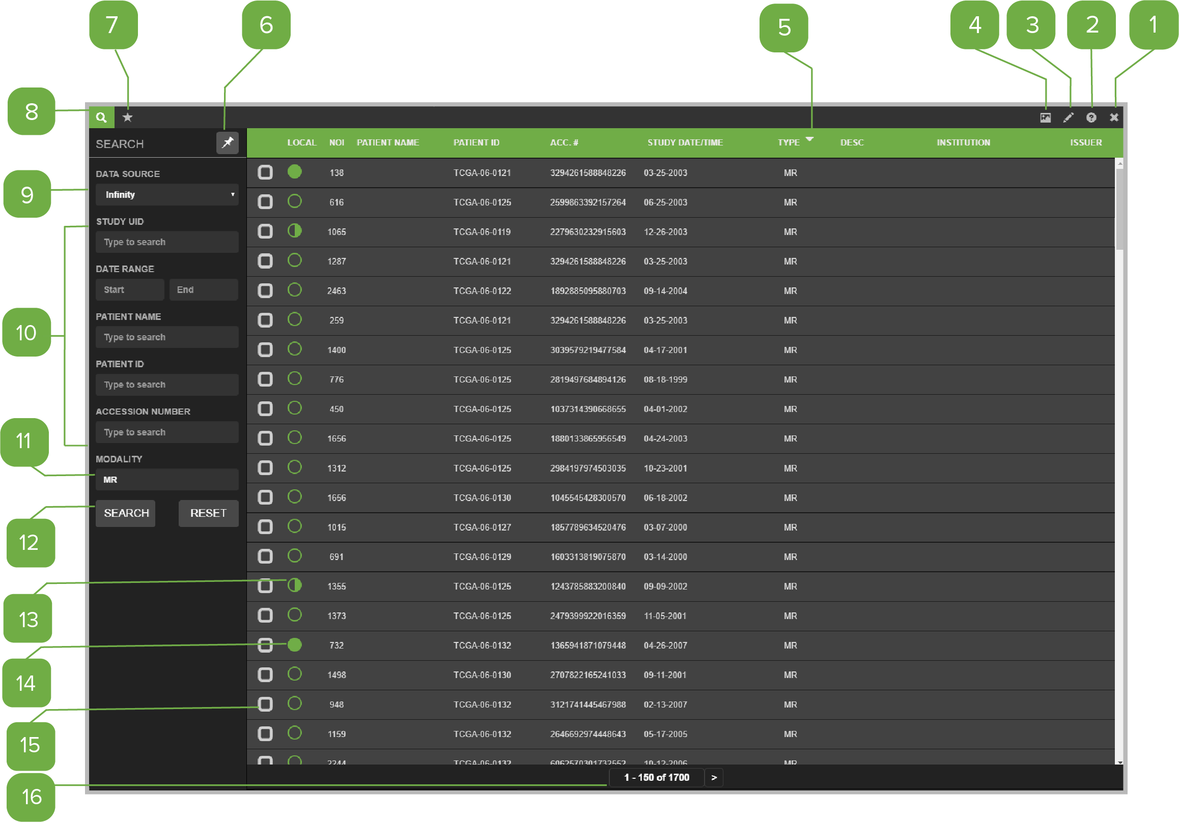 Search screen overview